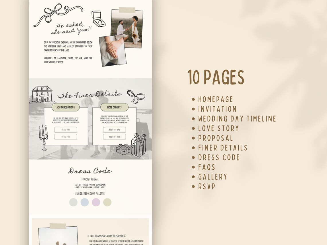 Canva Wedding Website Template, Digital Invitation, Wedding Timeline of ...
