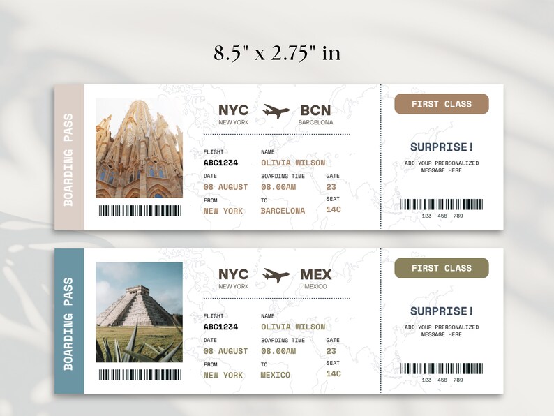 Editable Boarding Pass Canva Template, Printable Airline Ticket, DIY ...