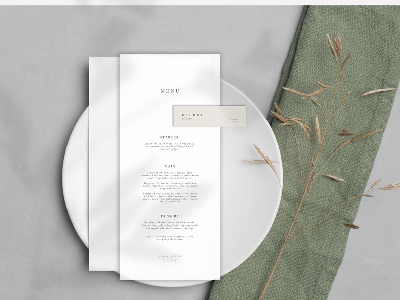 Printable Wedding Menu Template Wedding Dinner Menu Card - Etsy