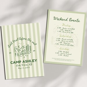 Camp Bachelorette Party Invitation and Itinerary Template | Mountain ...