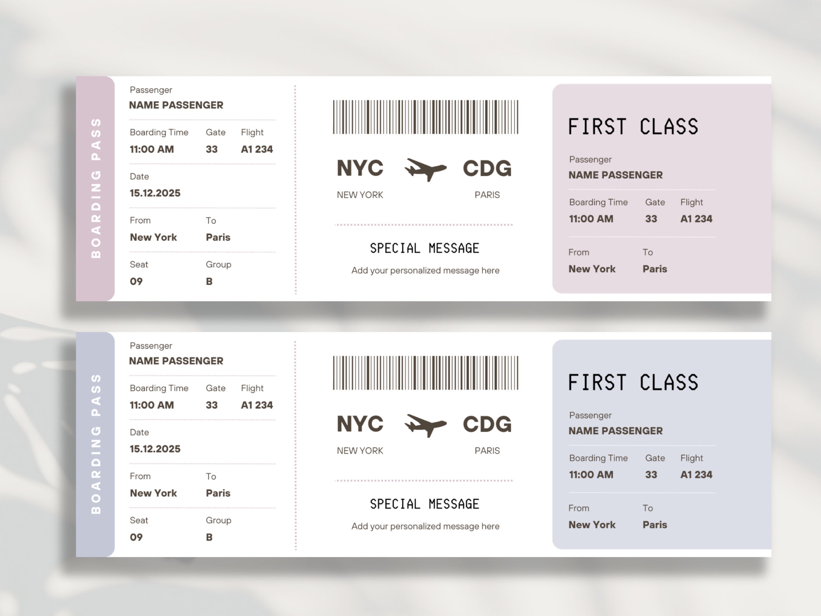 Editable Boarding Pass Template Customizable Airline Ticket Design ...