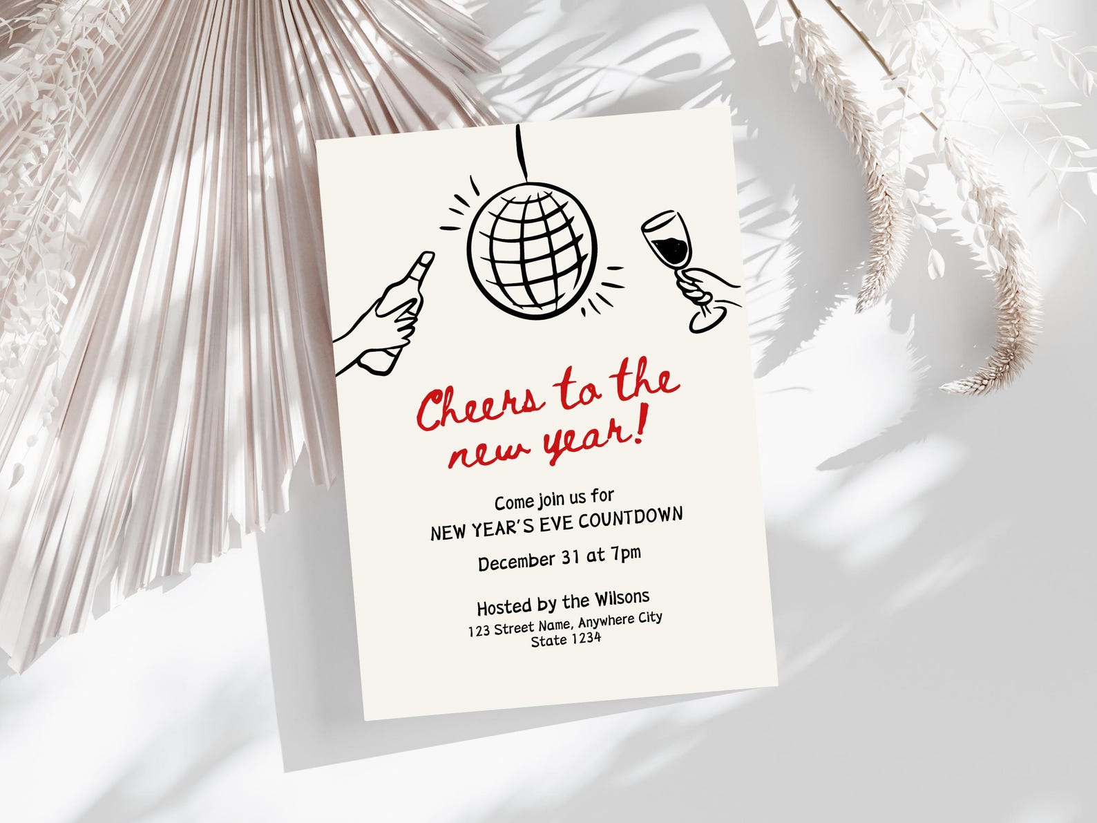 Editable New Years Eve Party Invitation Template, Whimsical New Years ...
