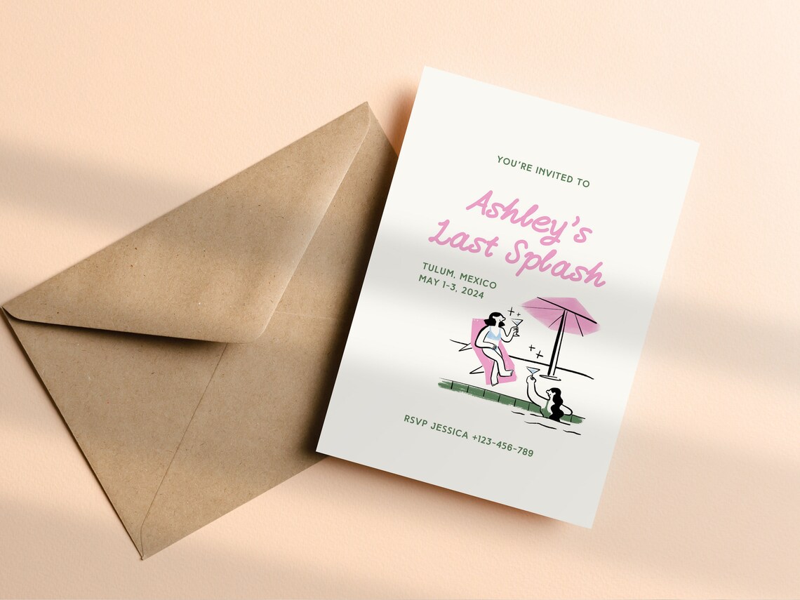 Hand Drawn Bachelorette Party Invitation Template, Mexico Bachelorette ...