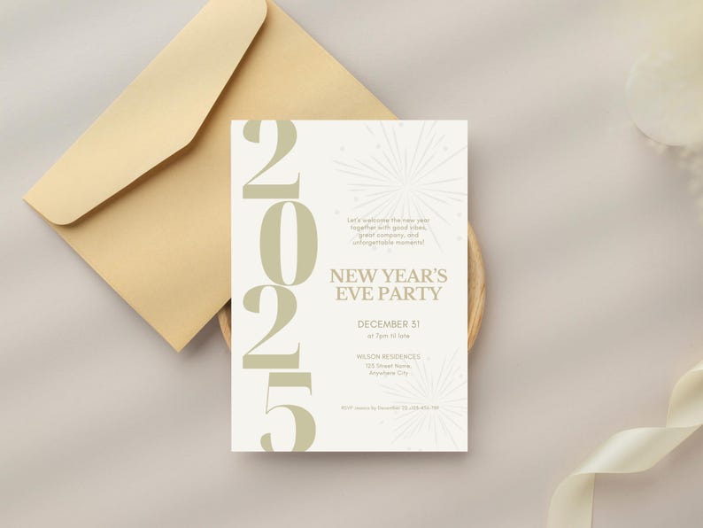 Digital 2025 NYE Party Invite Template, Editable New Years Eve ...