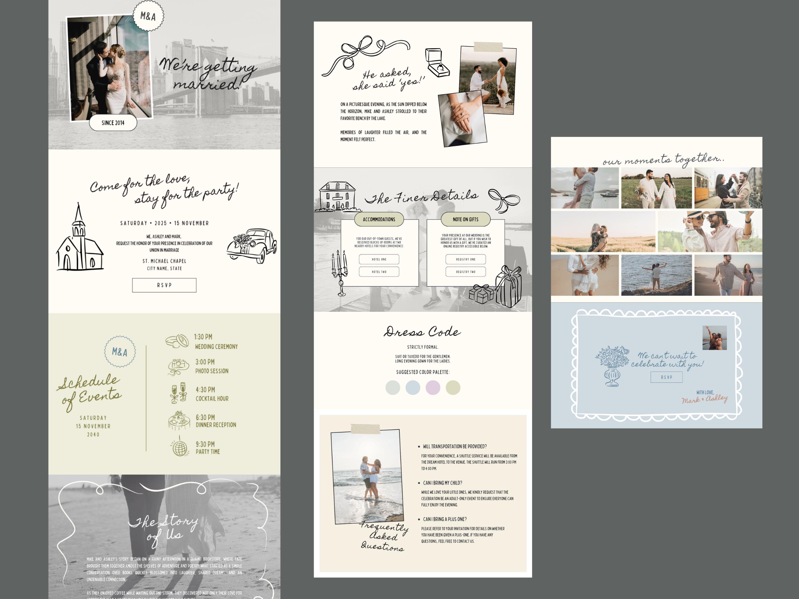 Canva Wedding Website Template, Digital Invitation, Wedding Timeline of ...