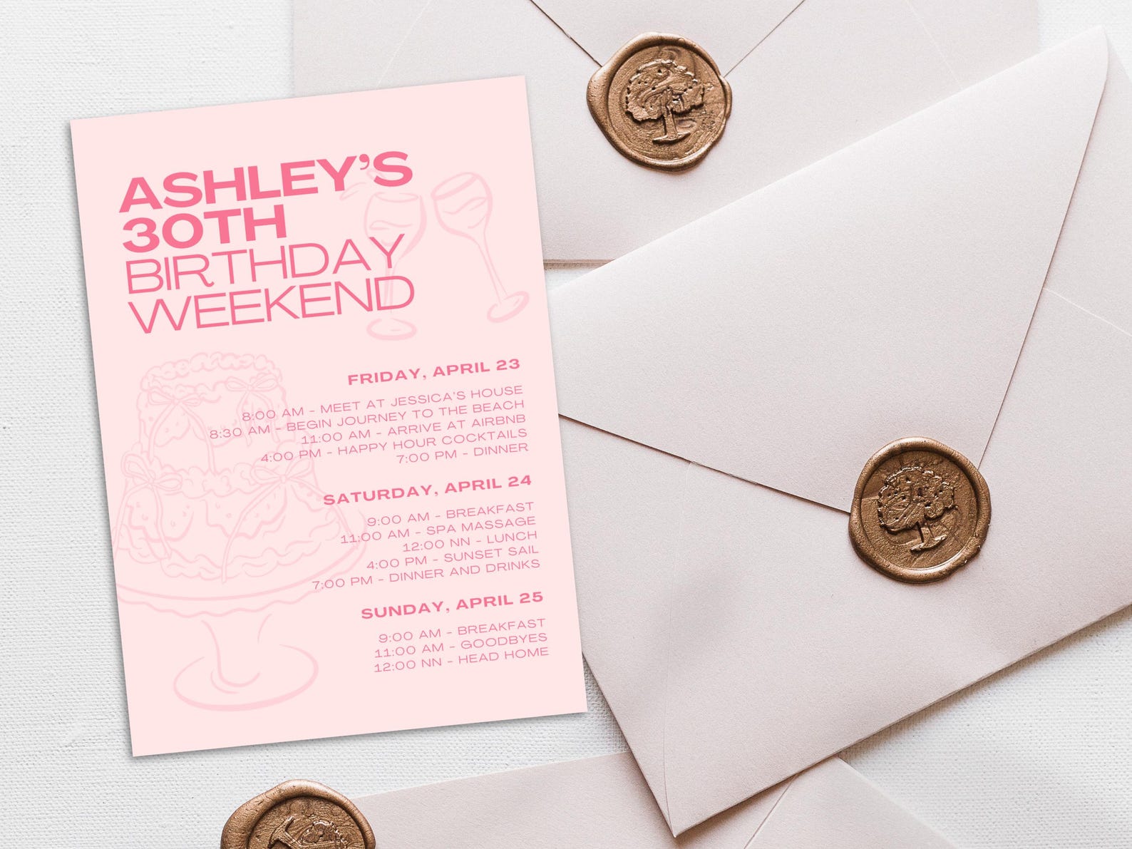 Editable Birthday Weekend Itinerary Template, Printable Birthday ...