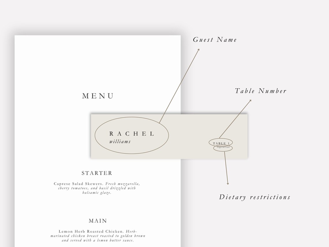 Printable Wedding Menu Template Wedding Dinner Menu Card - Etsy