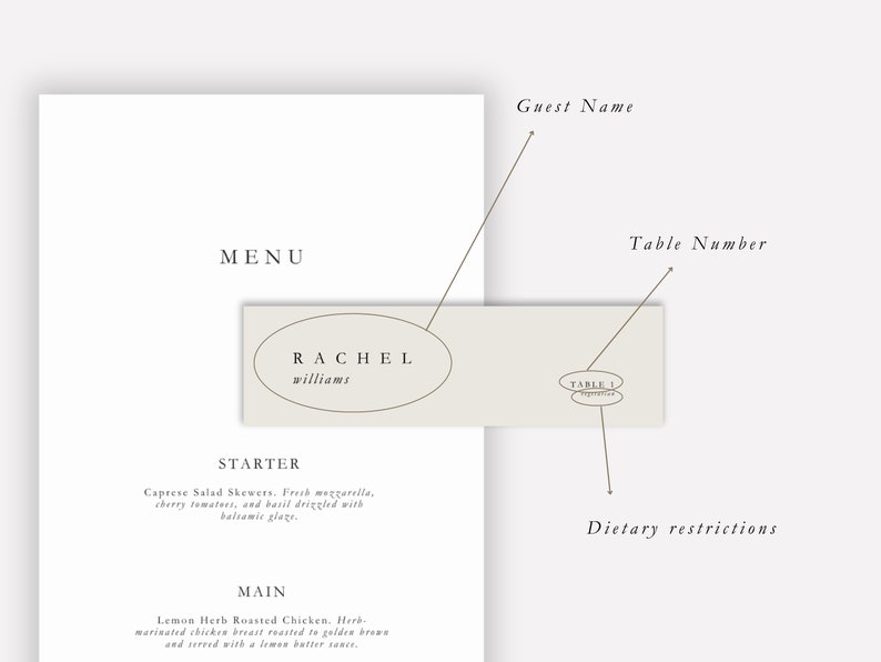 Printable Wedding Menu Template Wedding Dinner Menu Card - Etsy