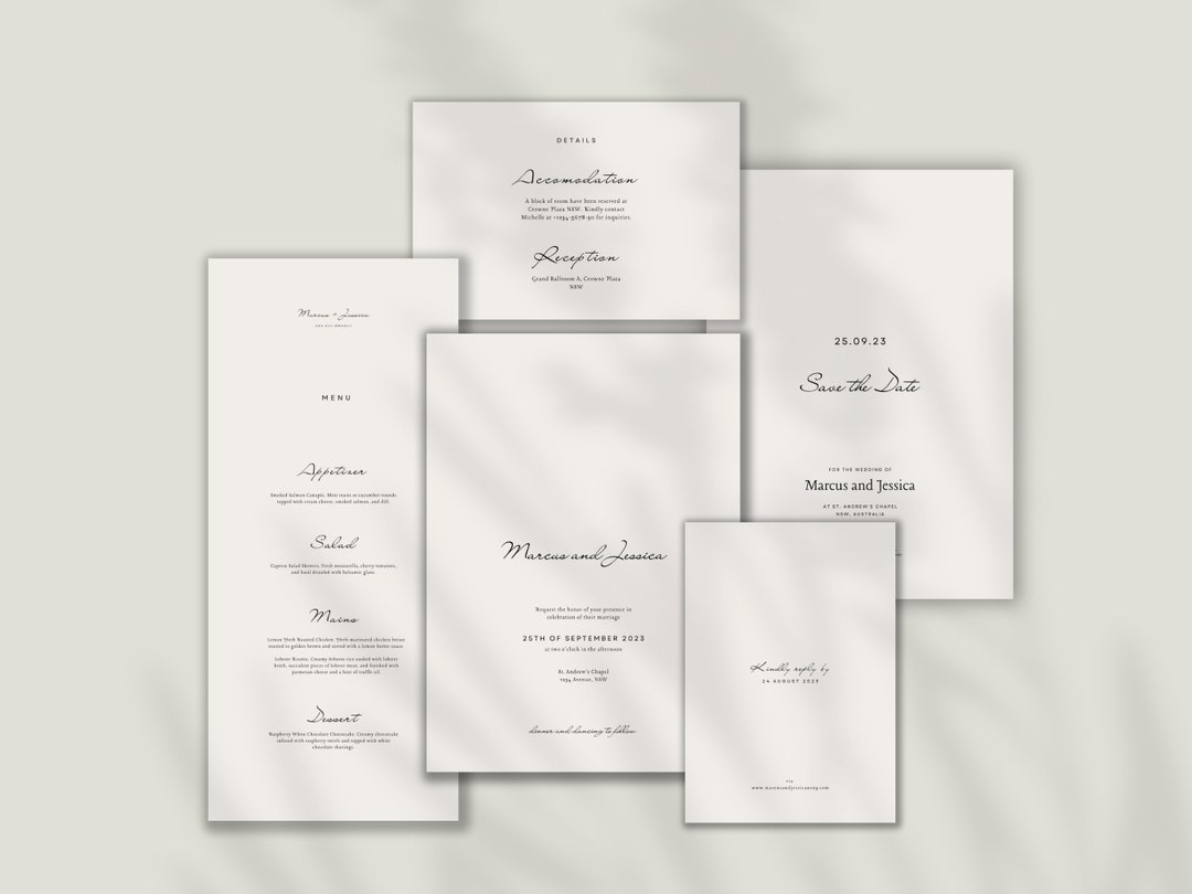 Editable Wedding Invitation Set Template Printable Wedding - Etsy