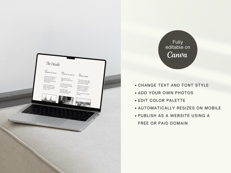 Wedding Website Template, Canva Website Template, Wedding RSVP, Digital ...