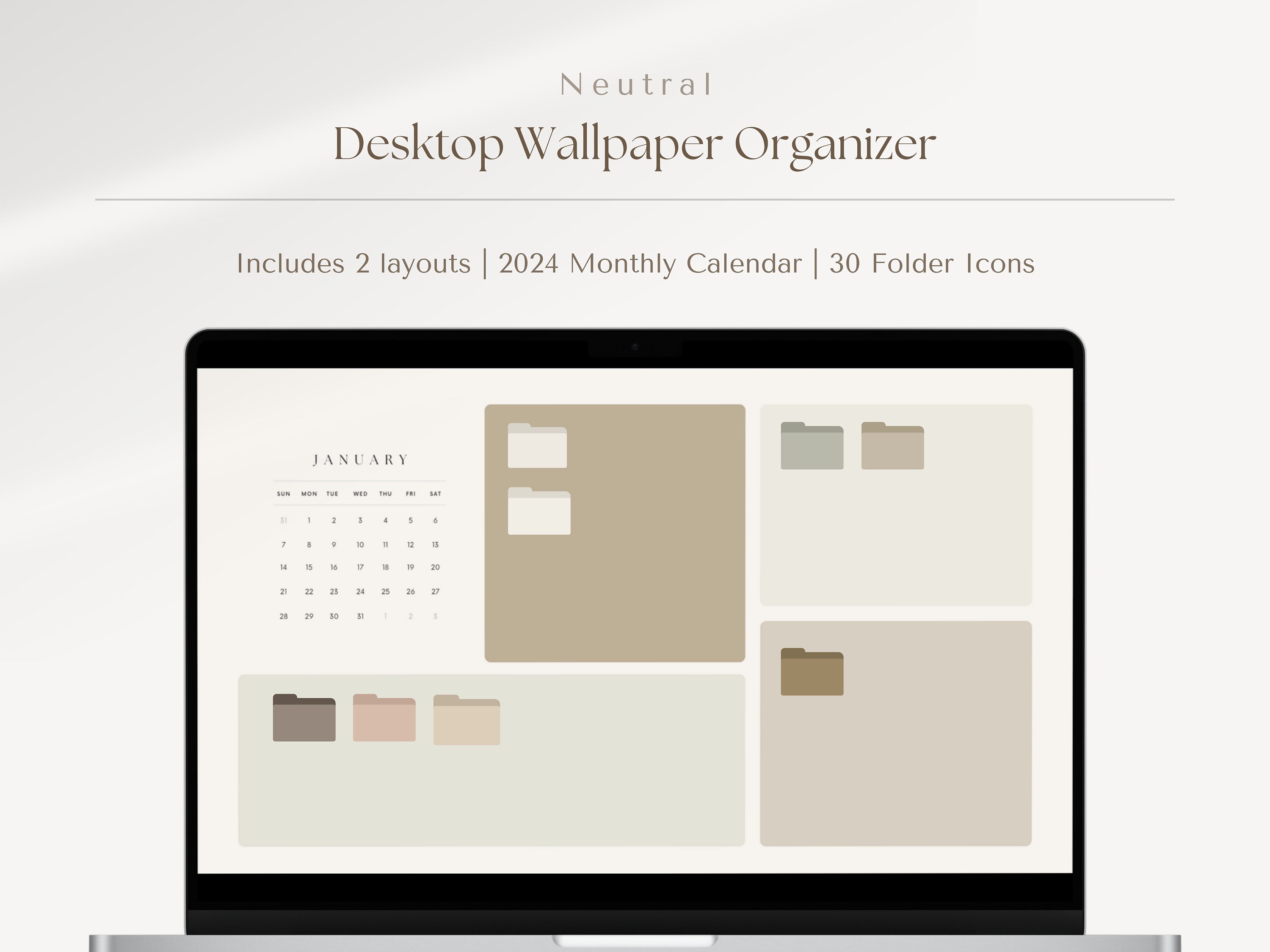 Desktop Wallpaper Organizer With Monthly Calendar 2024, Customizable ...