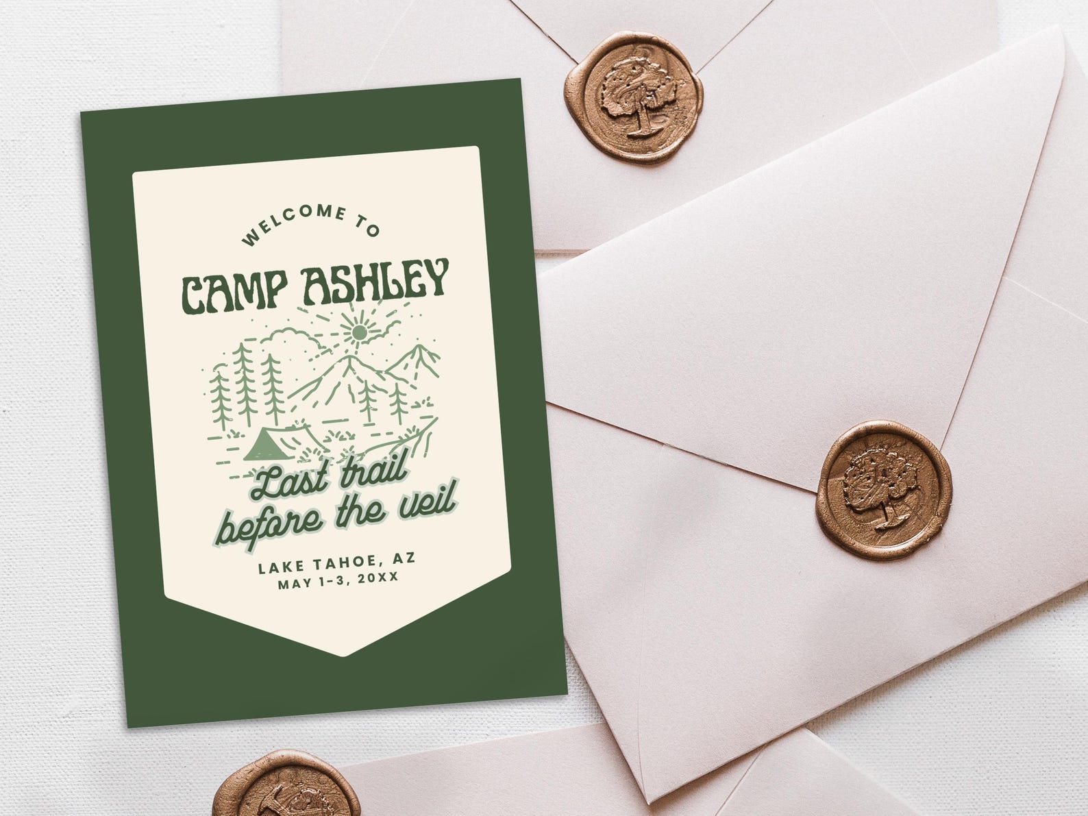 Camp Bachelorette Party Invitation and Itinerary Template | Mountain ...