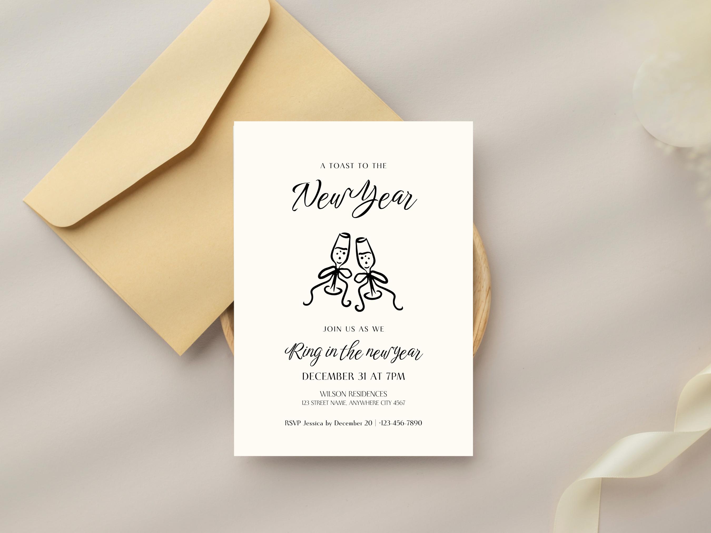 Hand Drawn New Years Party Invitation Template, Whimsical NYE Countdown ...