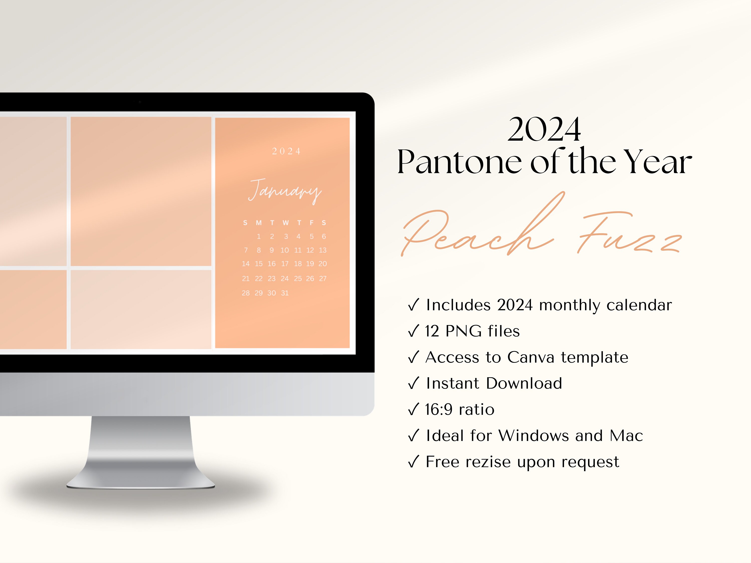 Desktop Wallpaper Organizer With Monthly Calendar 2024, Customizable ...