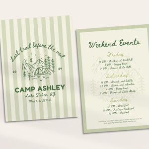 Camp Bachelorette Party Invitation and Itinerary Template | Mountain ...