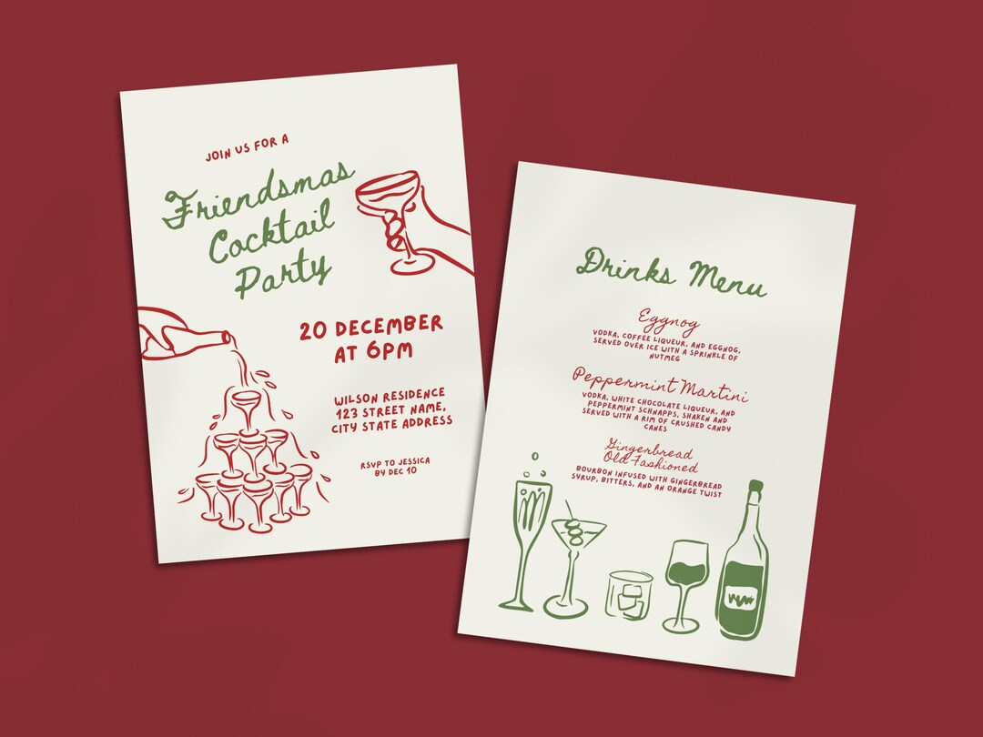Whimsical Christmas Party Invitation Template, Holiday Party Invite ...