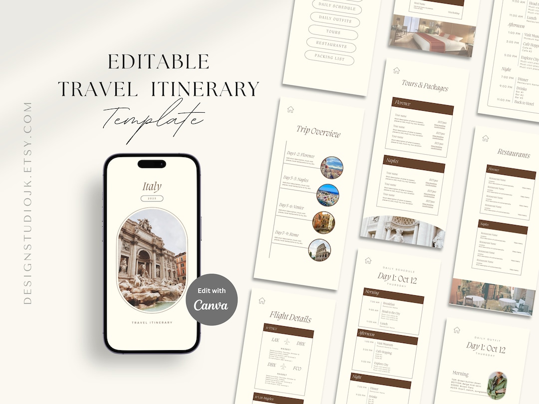 Travel Itinerary Template, Vacation Planner, Trip Itinerary, Itinerary ...
