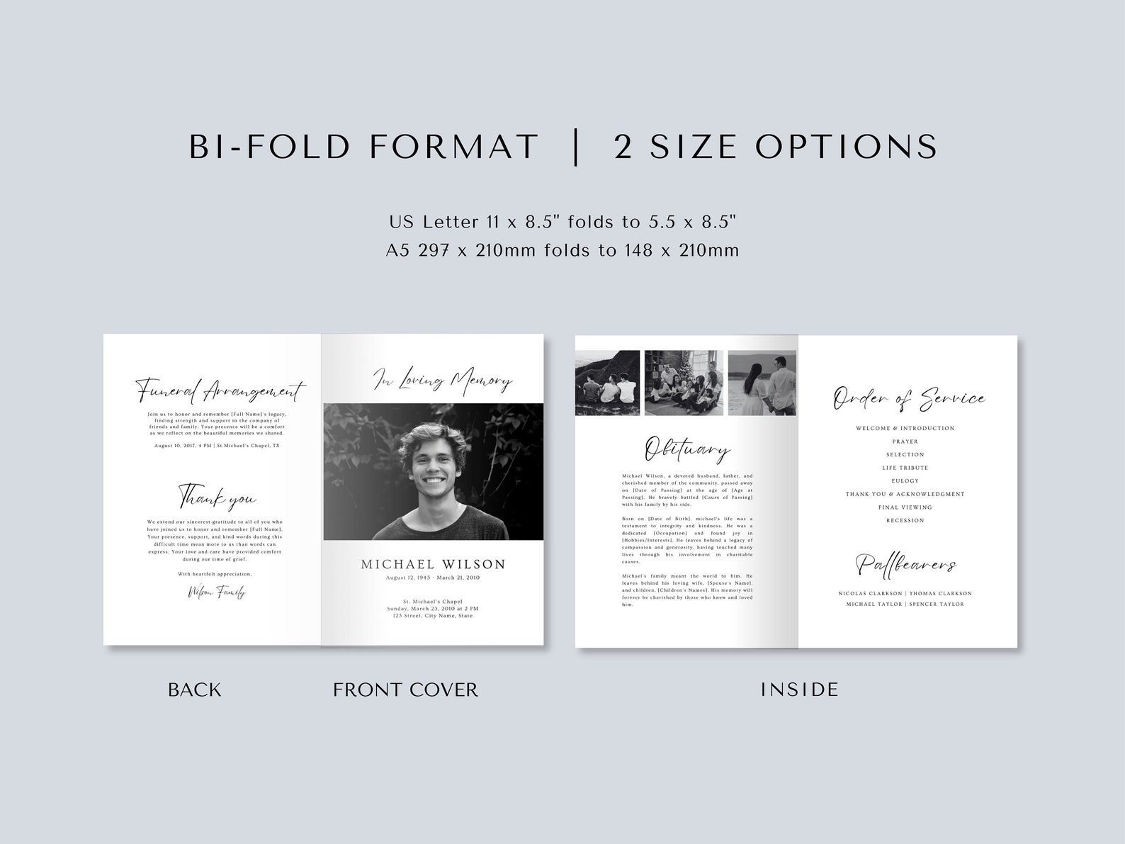 Simple Funeral Program Template, Minimalist Memorial Service, Printable ...