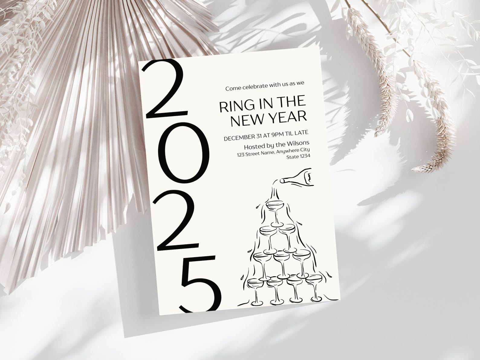 Editable New Years Eve Party Invitation Template, Modern New Years ...