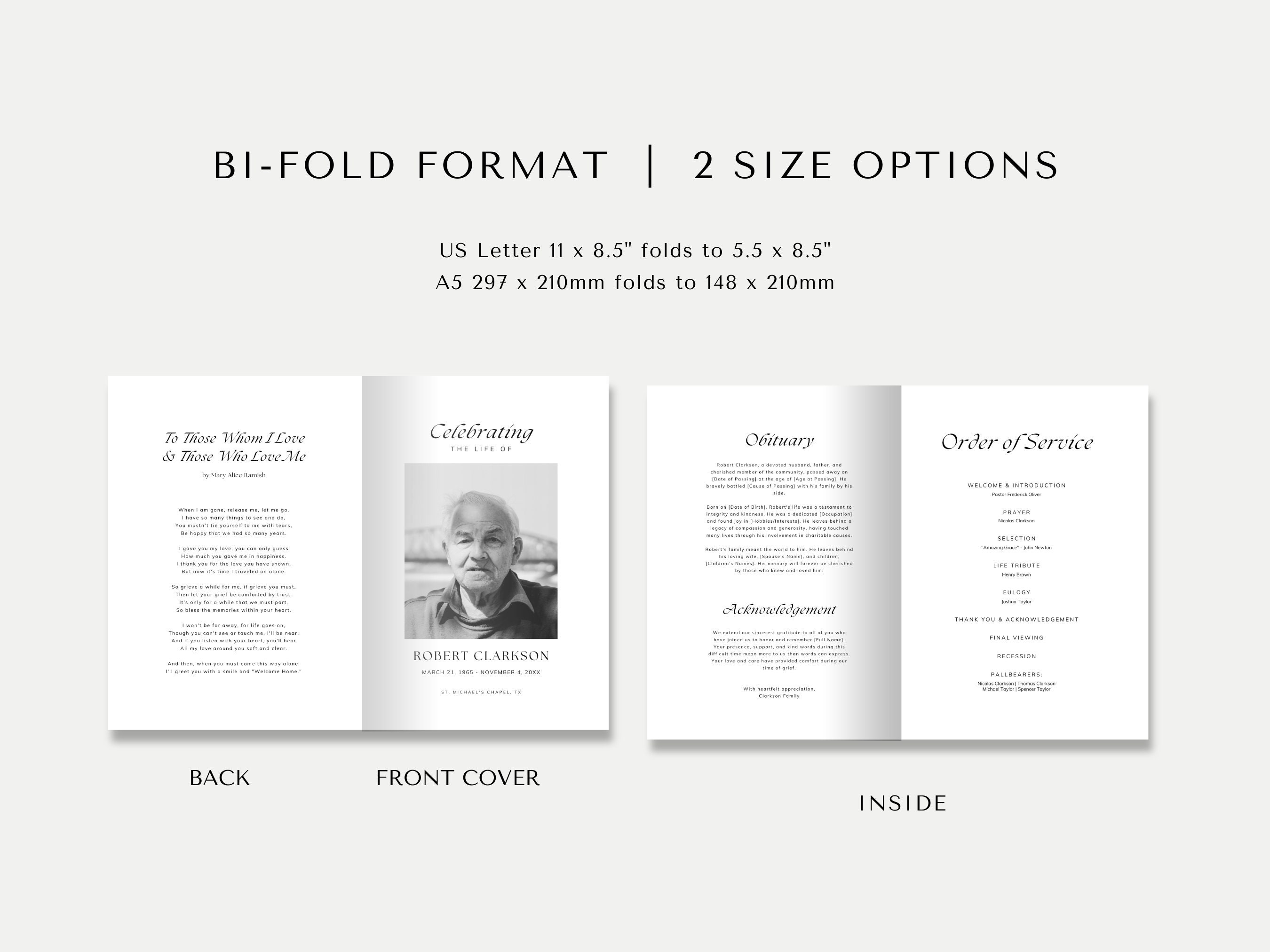 Editable Funeral Program Template Printable Funeral Template - Etsy