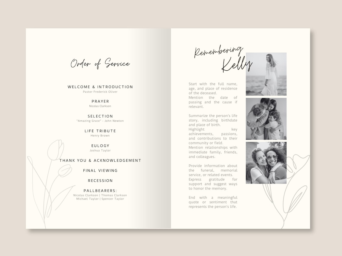 Bifold Funeral Program Template Memorial Cards for Celebration - Etsy Bifold Funeral Program Template Memorial Cards for Celebration - Etsy