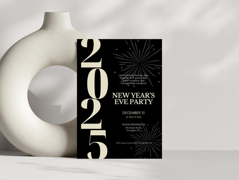 Digital 2025 NYE Party Invite Template, Editable New Years Eve ...