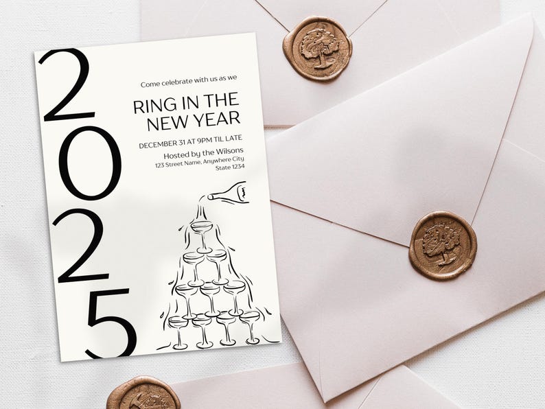 Editable New Years Eve Party Invitation Template, Modern New Years ...