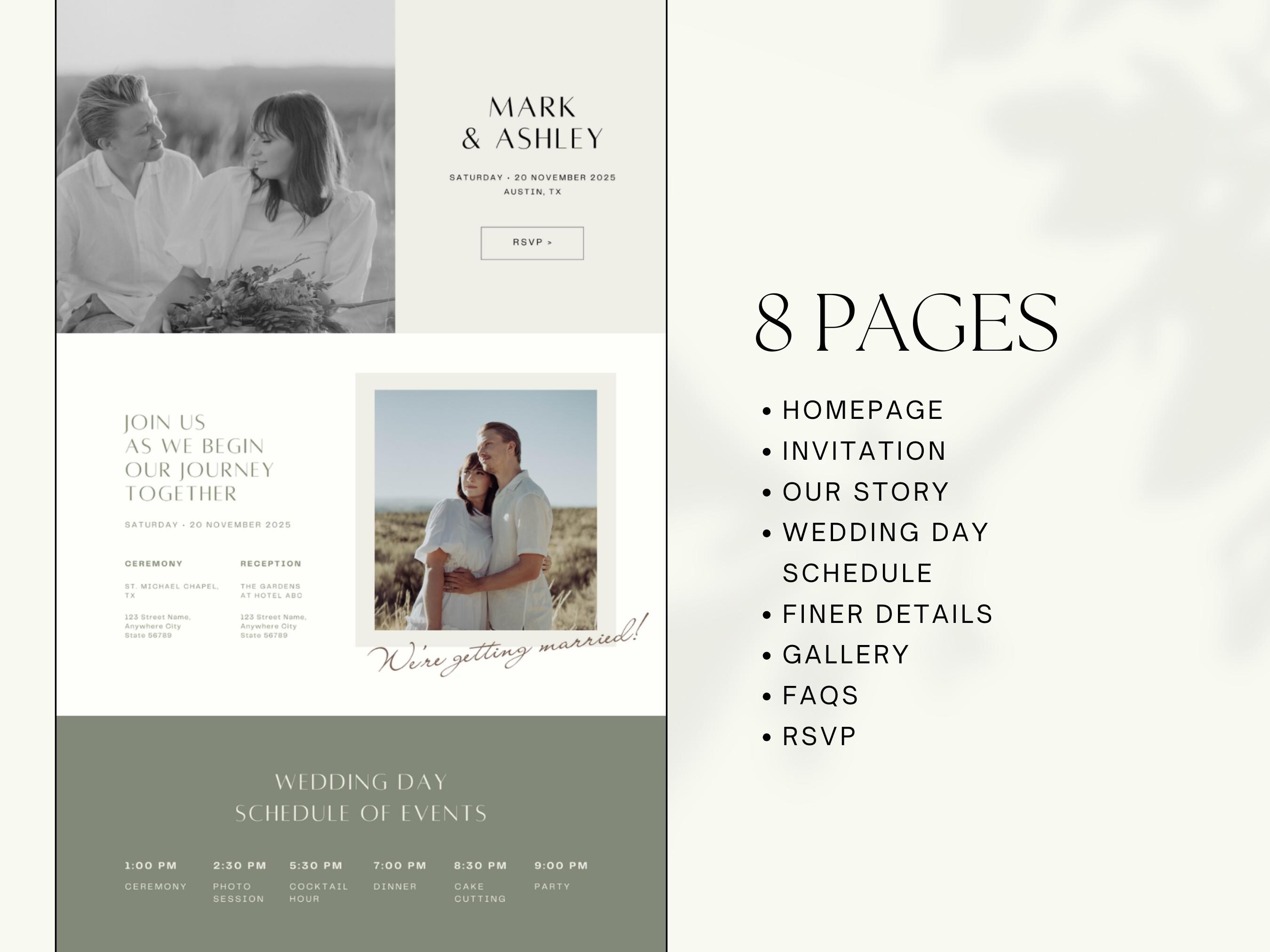 Canva Wedding Website Template, Aesthetic Wedding Website, Online RSVP ...