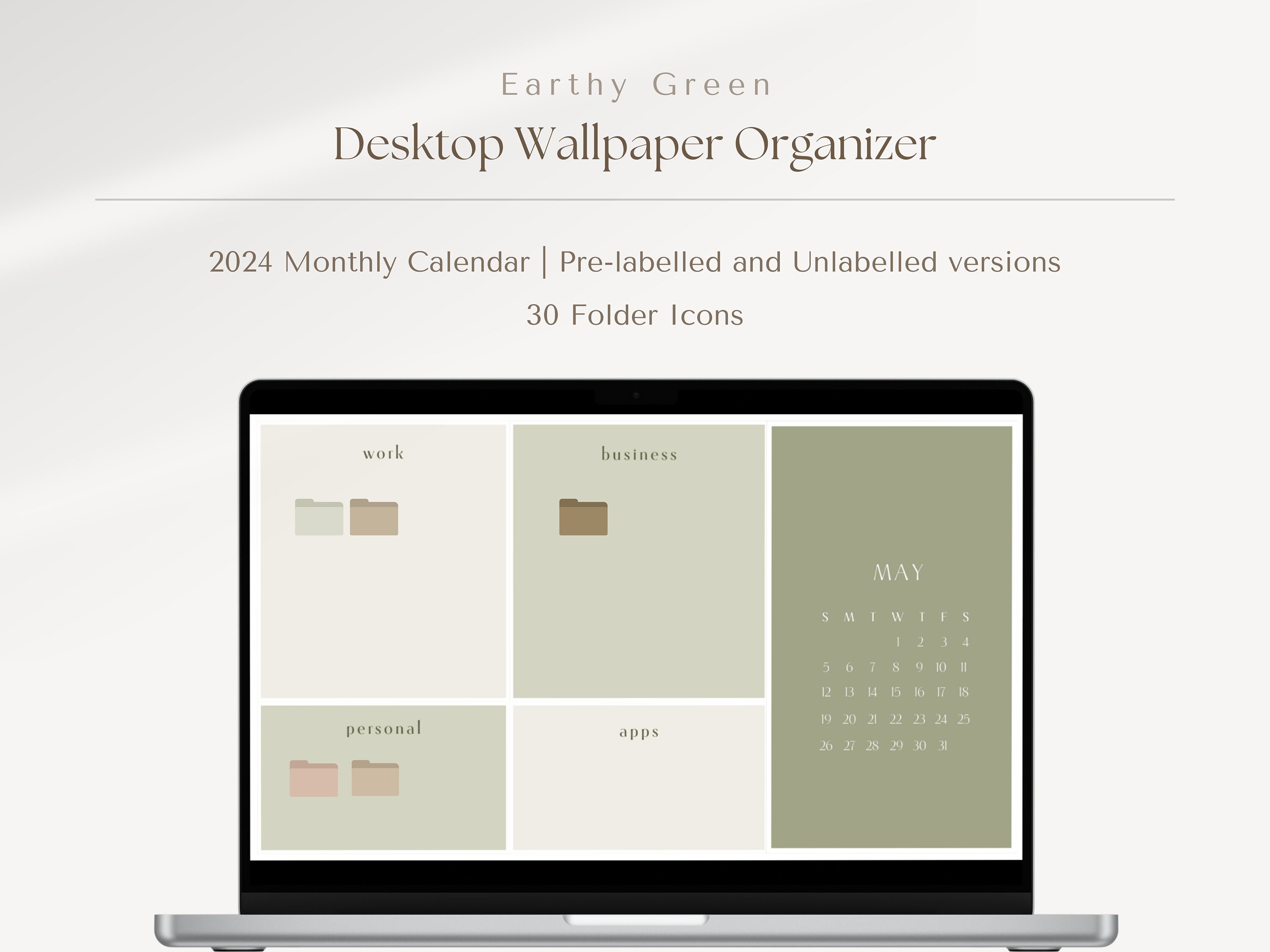 2024 Monthly Calendar Desktop Wallpaper, Mac Wallpaper 2024, Sage Green ...
