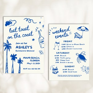 Hand Drawn Coastal Bachelorette Invitation and Itinerary Template ...