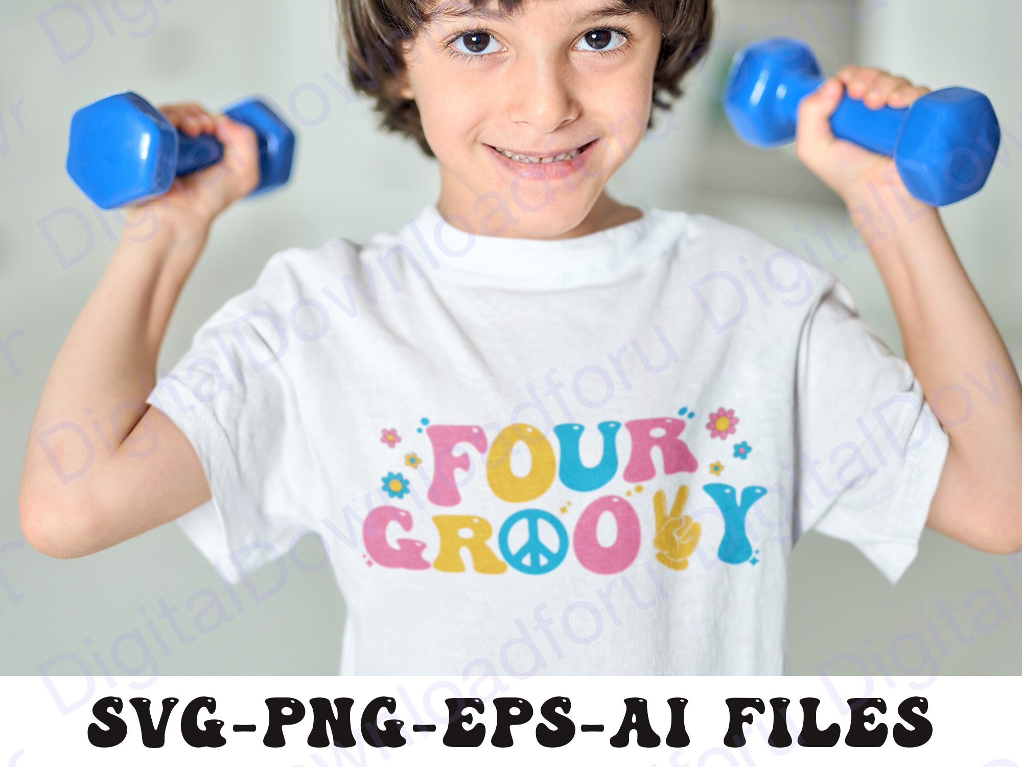 Groovy Four Svg, Groovy Birthday Four Svg, Four of the Groovy Svg Png ...