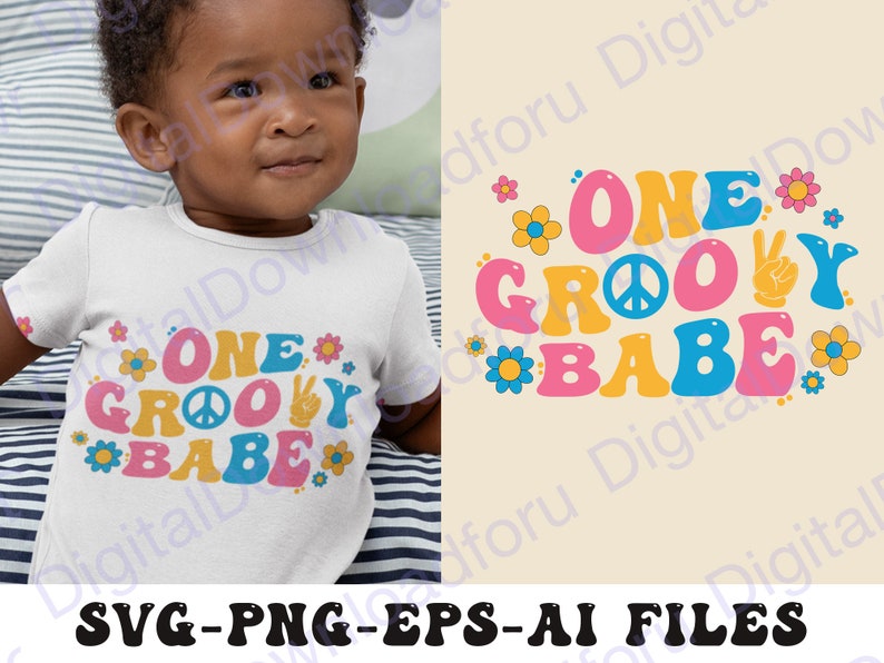One Groovy Baby Svg, Groovy Birthday One Svg, One of the Groovy Svg Png ...