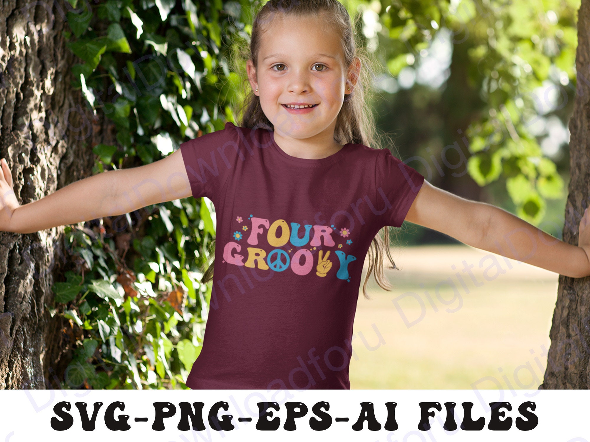 Groovy Four Svg, Groovy Birthday Four Svg, Four of the Groovy Svg Png ...