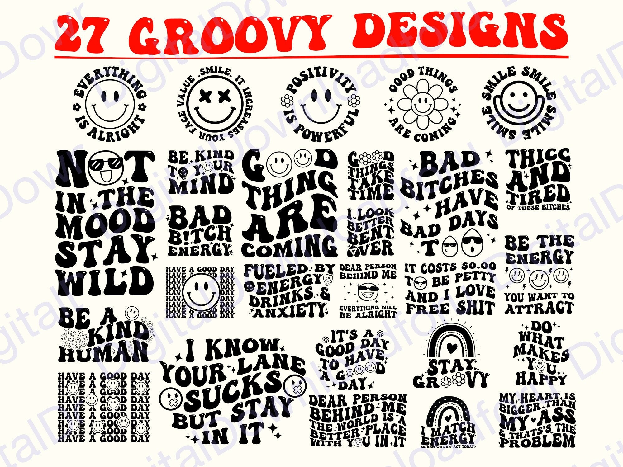 Groovy Svg Digital Design Boho Svg Bundle Svg Files Wavy - Etsy