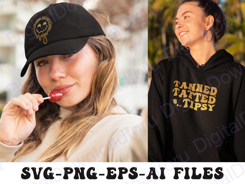 Tanned Tatted & Tipsy Svg, Trend Svg, Sublimation Design, Retro Wavy ...