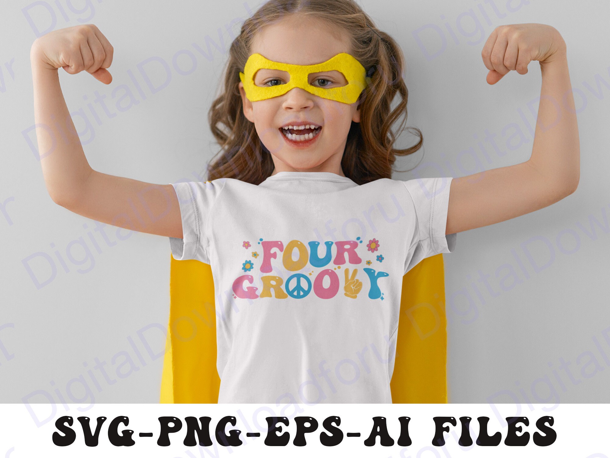 Groovy Four Svg, Groovy Birthday Four Svg, Four of the Groovy Svg Png ...