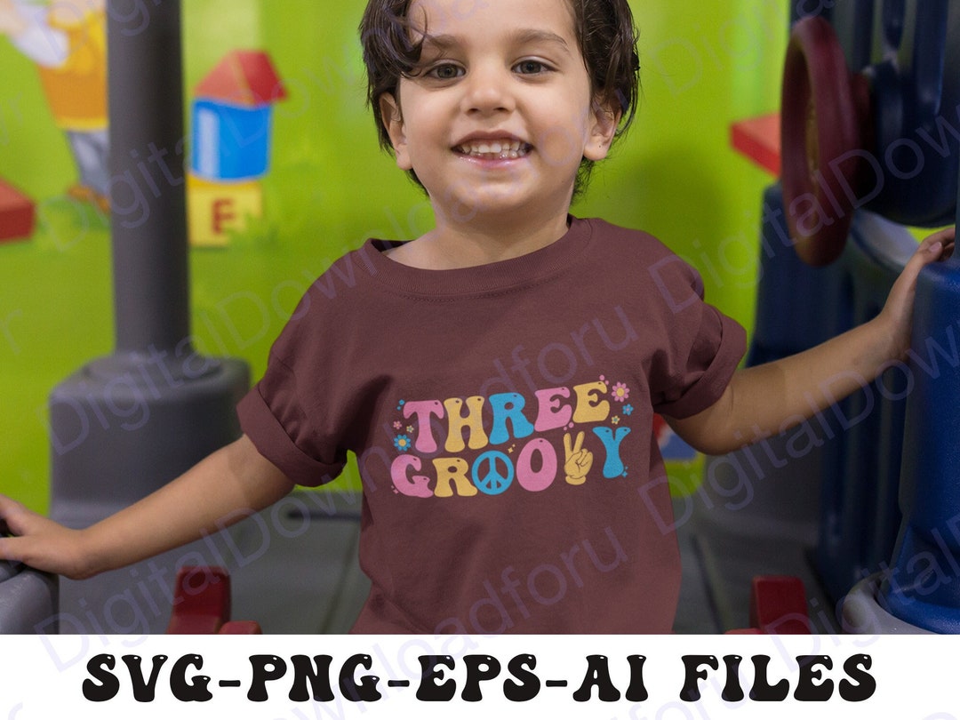 Groovy Three Svg, Groovy Birthday Three Svg, Three of the Groovy Svg ...