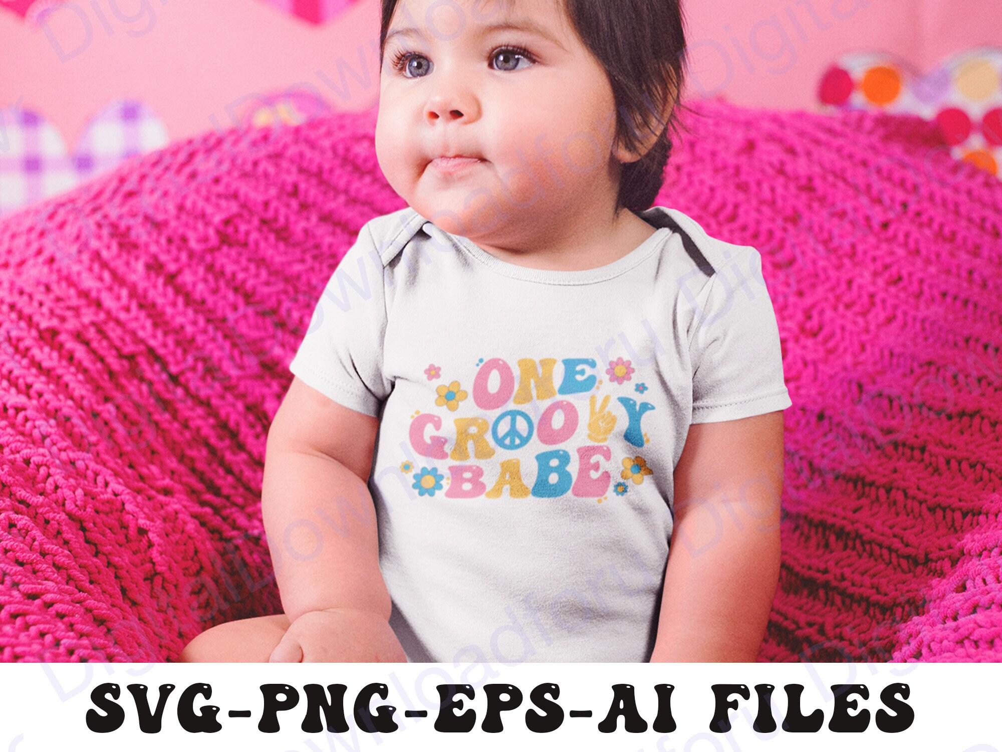 One Groovy Baby Svg, Groovy Birthday One Svg, One of the Groovy Svg Png ...