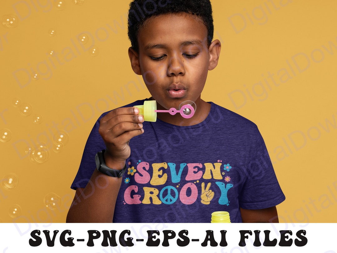Groovy Seven Svg, Groovy Birthday Png, Seven of the Groovy Svg Png ...