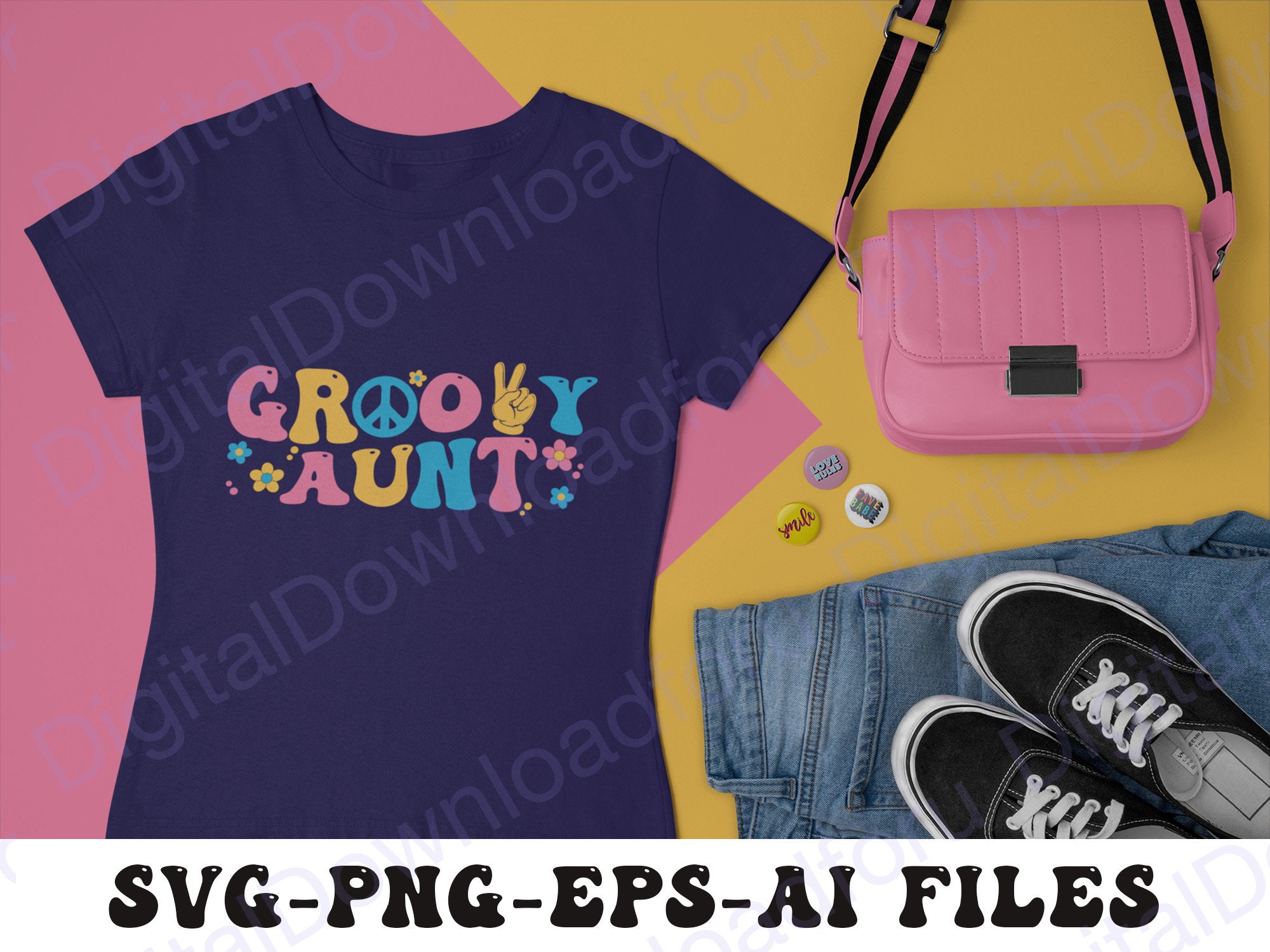 Groovy Aunt Svg, Groovy Aunt Shirt, Matching Aunt and Me Shirt, Groovy ...