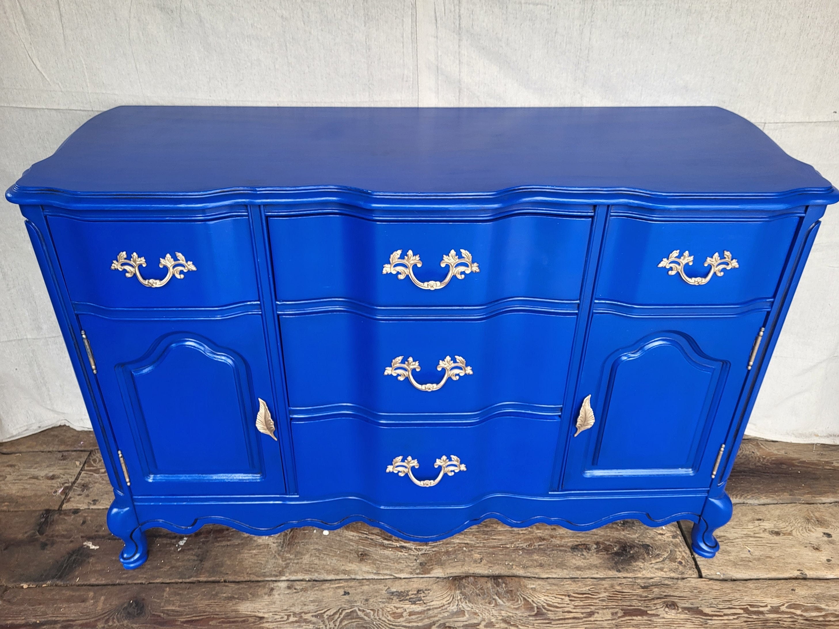 Solid Wood Buffet Hand Painted in Rich Cobalt Blue - Etsy