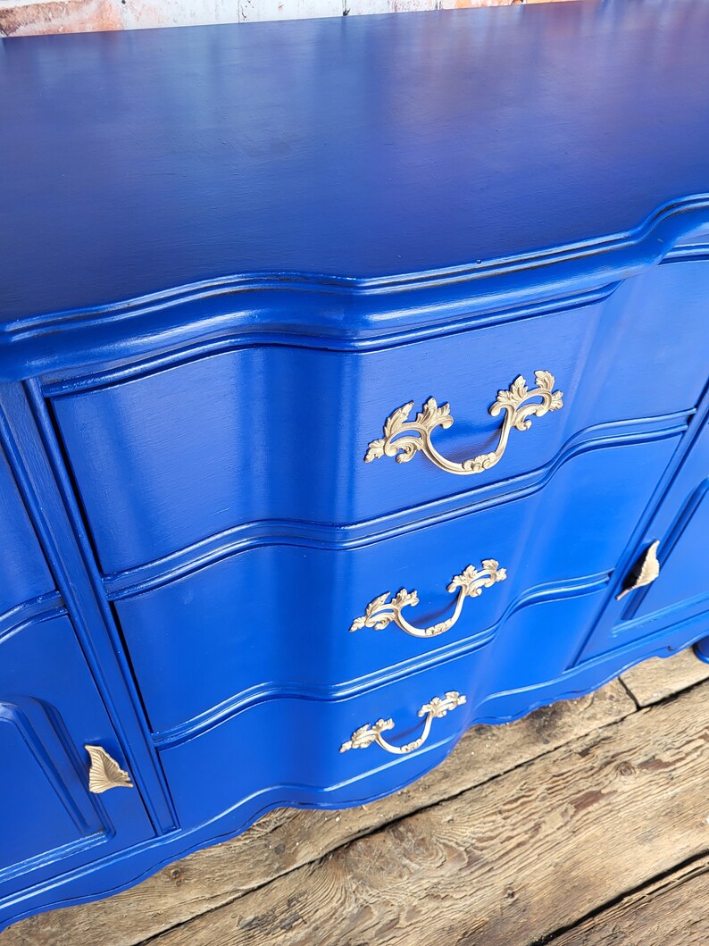 Solid Wood Buffet Hand Painted in Rich Cobalt Blue - Etsy