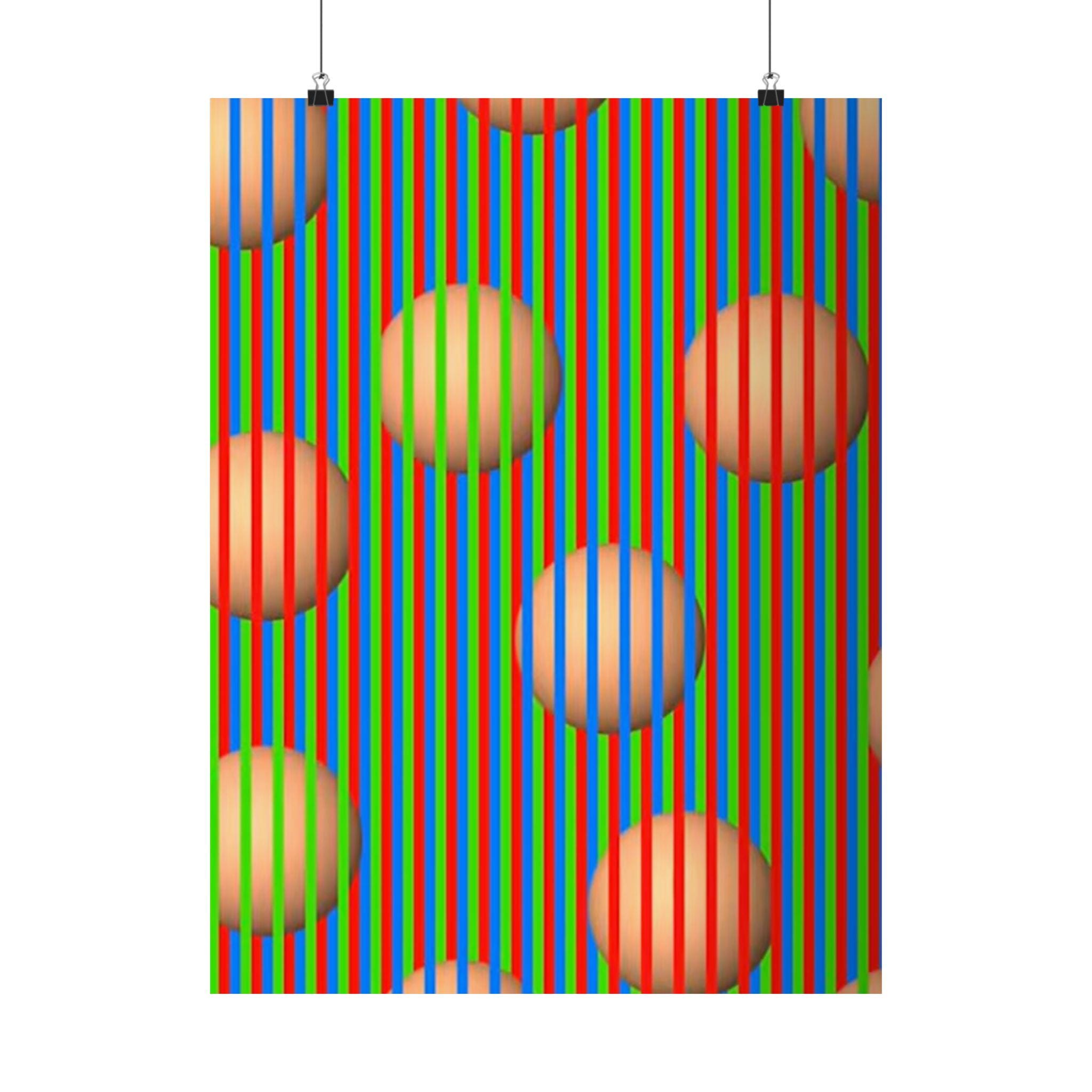 Optical Illusion Vertical Posters, 3D Line Art Decor, Abstract Ball ...