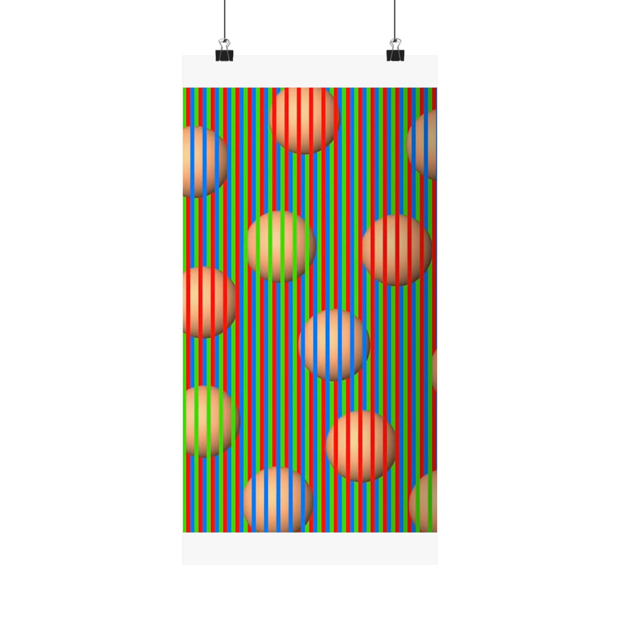 Optical Illusion Vertical Posters, 3D Line Art Decor, Abstract Ball ...