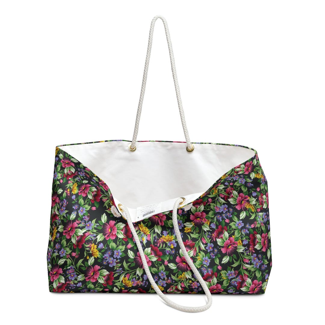 Floral Weekender Bag, Floral Pattern Travel Tote, Overnight Bag, Carry ...