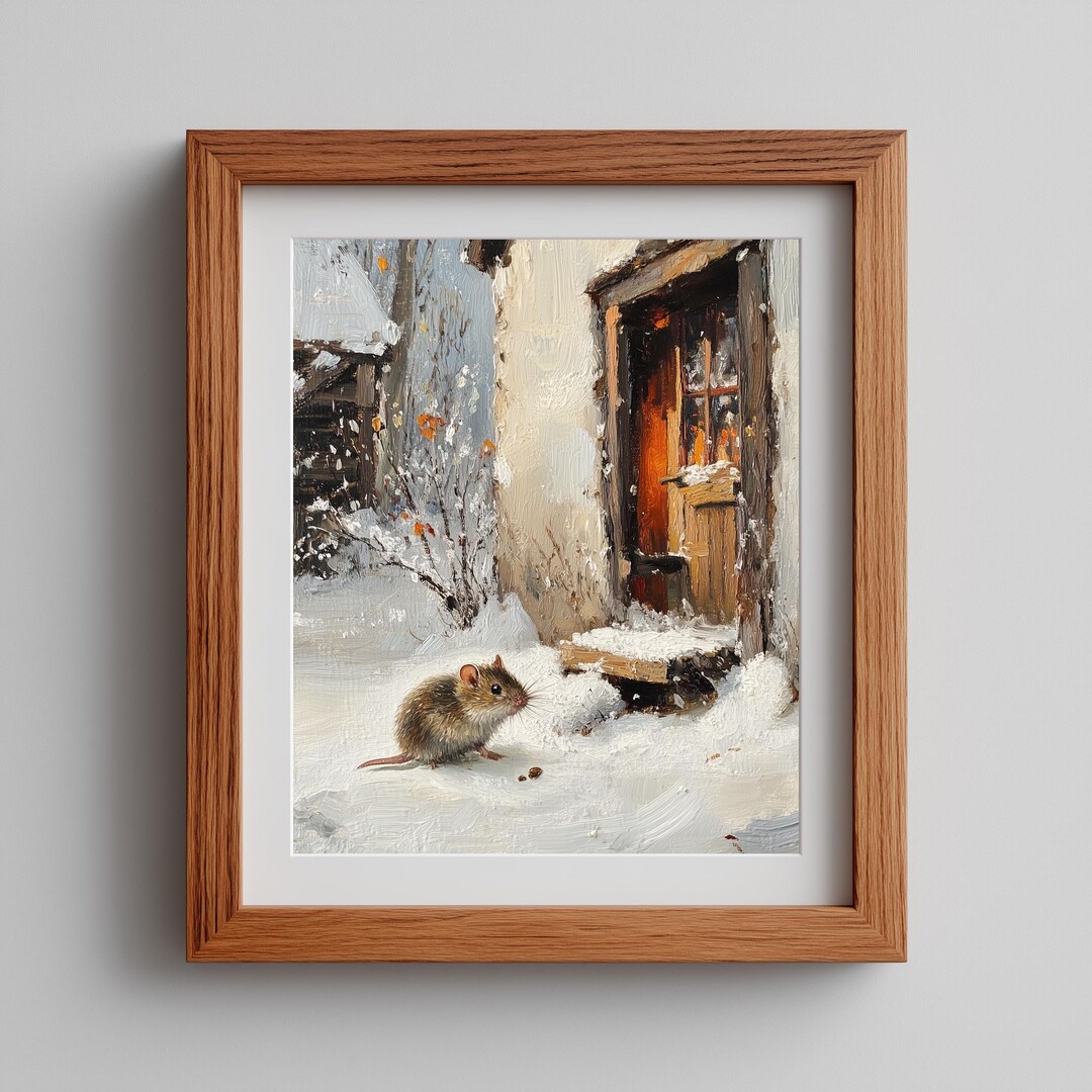 Cozy Mouse by Snowy Cottage - Printable Winter Wall Art, Rustic ...