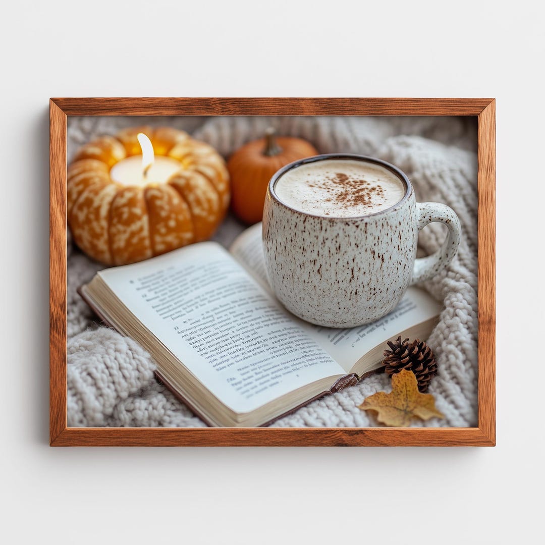 Rustic Fall Flat Lay Photography - Cozy Latte Art, Speckled Ceramic Mug ...