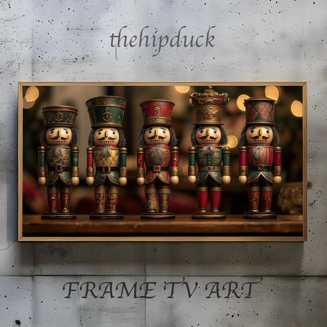 Victorian Christmas Nutcracker Art, Rustic Holiday Frame TV Art ...