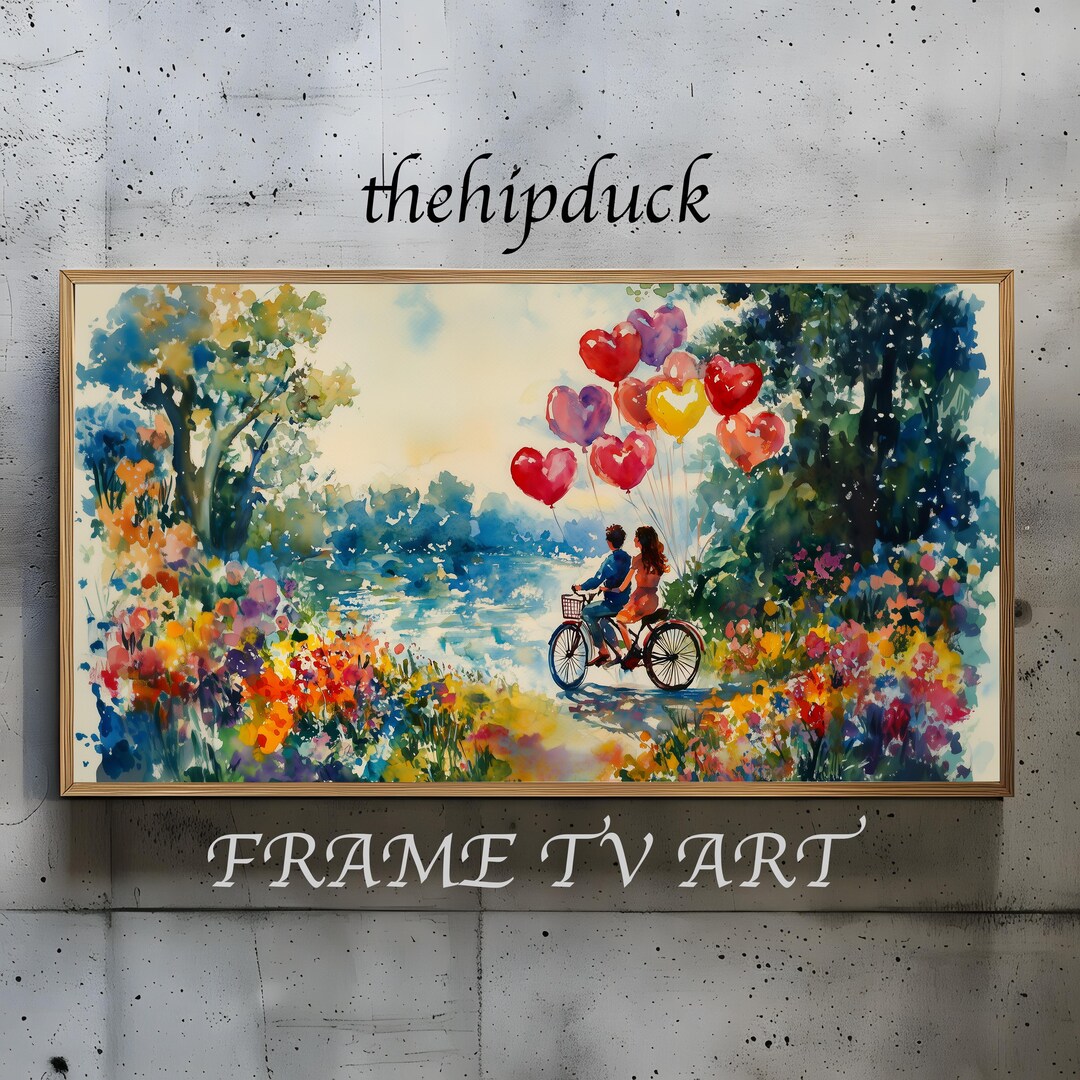 Spring Cottagecore TV Art, Romantic Tandem Bicycle Frame TV Art ...