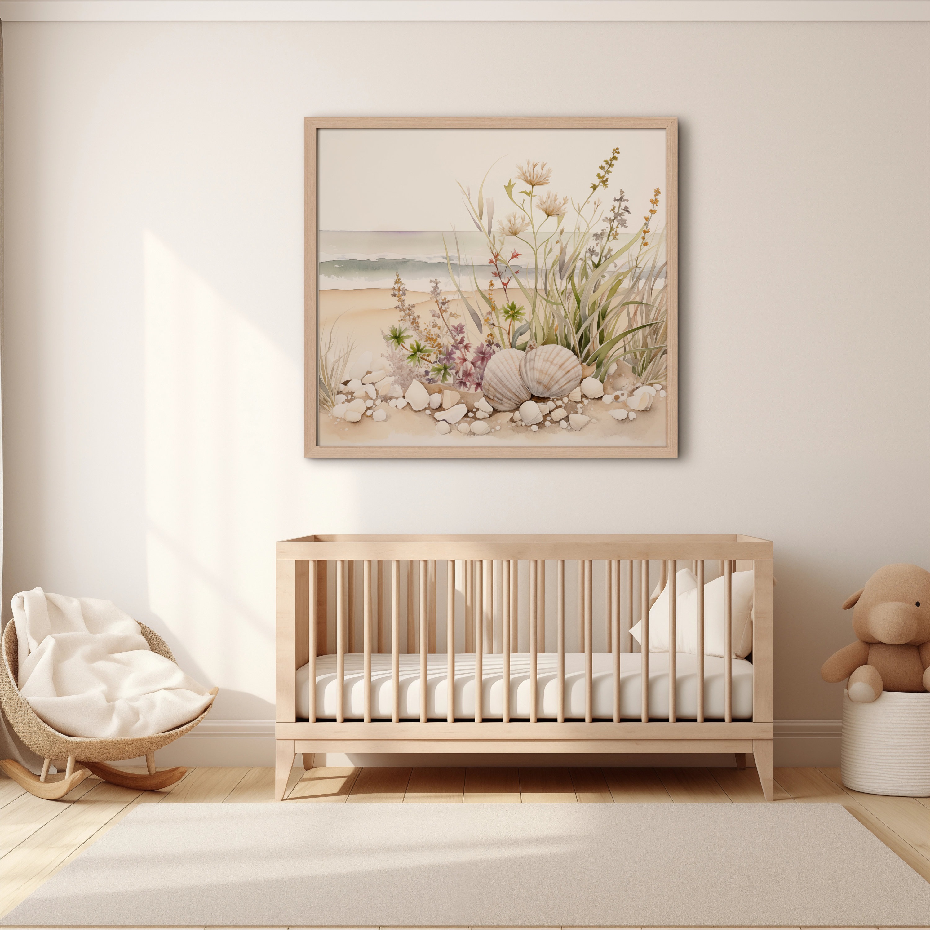 Watercolor Beach Wall Art Shells Watercolor Art Print Watercolor Beach ...